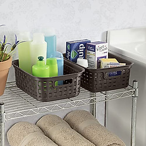 Sterilite Small Weave Baskets, Bins, Crates, 8 Pack, Espresso