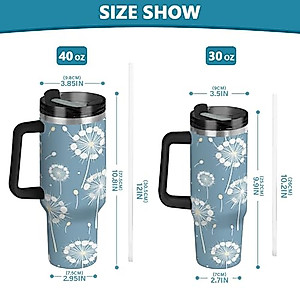 FRCSDIY Dandelion Insulated Tumbler with Handle and Straw Lid,40oz Leakproof Stainless Steel Cup BPA-Free Water Bottle