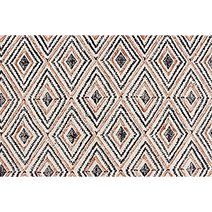 Casavani Indian Handmade Brown, Beige Geometric Area Rug Boho Kilim Flat Weave Indoor Hall Room Decor Carpet Throw Rug Boho Rugs for Bedroom Living Room Bathroom Balcony 4x8 Feet