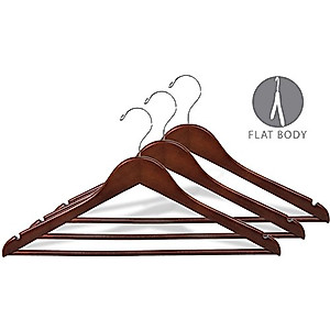 The Great American Hanger Company Wooden Suit Clothing Hangers, Walnut