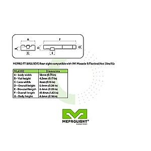 MEPRO FT Bullseye Rear, Fiber Optic and tritium Micro red dot Night Sight Compatible with IWI Masada 9,Green
