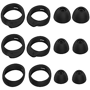 JNSA Replacement Wingtip and Ear Tip Set Compatible with Galaxy Buds/Galaxy Buds Plus (DO NOT Compatible with Galaxy Buds Pro), Wingtips 3 Size 3 Pairs and Ear Tips 3 Size 3 Pairs,Black BWT3PB