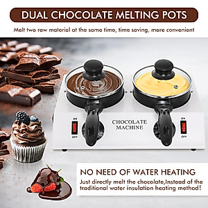 POWLAB Chocolate Melter Pots Electric Heating Chocolate Melting Tempering Machine Removable Cheese Melting Pot Double Pot Capacity & 2 Temperature Setting for Melting Chocolate, Candy, Butter