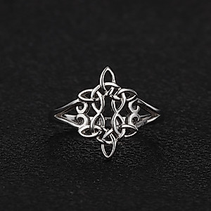 MUSECLOUD 925 Sterling Silver Celtic Knot Ring for Women Eternity Wedding Band Good Luck Promise Engagement Ring Jewelry Size 7