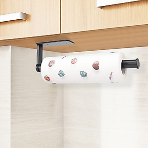 NearMoon Paper Towel Holder Under Cabinet, Paper Towel Roll for Kitchen, Paper Towels Bunk Wall Mounted & Self Adhesive Vertically or Horizontally (Space Aluminum, Matte Black)