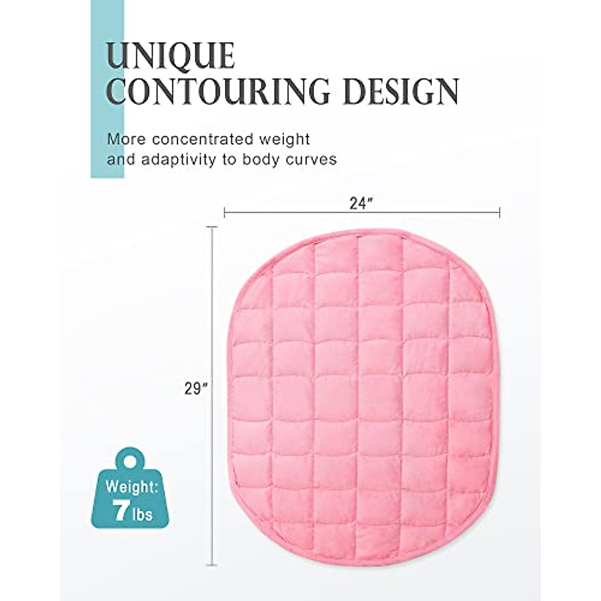 Cottonblue Weighted Blanket 7lbs for Adults, Luxury Crystal Velvet Weighted Lap Blanket for Relaxation, Lounging, Sleeping & Travel -Household Machine Washable, Pink, 29" x 24"