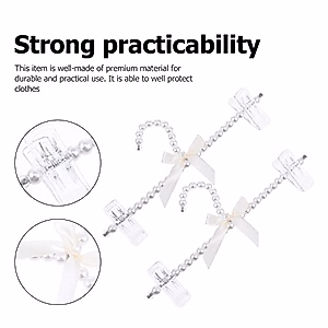 LUOZZY 2 Pcs Artificial Pearl Hangers Pearl Pants Hangers Plastic Bowknot Clothes Rack with Clip for Trousers Jeans Skirts