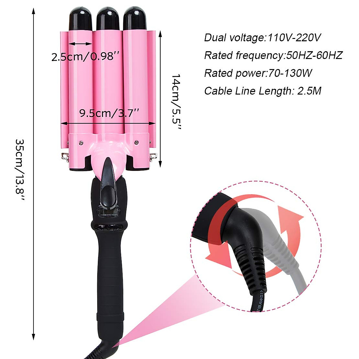 3 Barrel Curling Iron Wand Hair Crimper Iron with LCD Temperature Display - 1 Inch Ceramic Tourmaline Triple Barrel Hair Waver Curling Iron, Dual Voltage Crimping Iron Hair Curling Wand