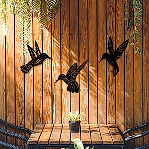 3 Pieces Wood Hummingbird Wall Art Decor 9 inch Hummingbird Wall Decorations for Bedroom Black Wood Wall Sculpture Bird Indoor Kitchen Wall Hanging Balcony Decor for Home Bedroom Office Garden