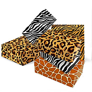 16 Sheets Leopard Animal Print Gift Wrapping Paper Jungle Safari Animal Print Wrapping Paper Set 3 Design Jungle Zoo Animal Print Party Supplies for Safari Zoo Birthday Party Supplies 20'' x 27''