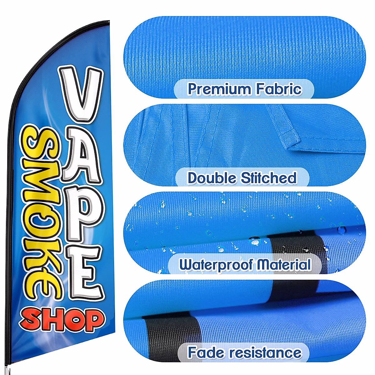 FSFLAG Vape Smoke Shop Advertising Swooper Flag, 11ft Feather Flag with Flag Pole and Ground Stake, Banner Sign for Vape Smoke Business