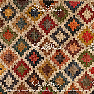 Handmade Jute Area Rug for Bedroom Living Room, Hallway Custom Size, Multicolor Boho Kilim Rug (8x10 feet)