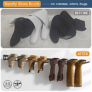 zacurter Boot Rack, Wader Hangers for Boot, Metal Wall Mounted Shoe Rack, 4 Pair Boot Organizer Rack for Tall Boots and Cowboy Boot, Boot Trays for Entryway,Garage (2 Pack)