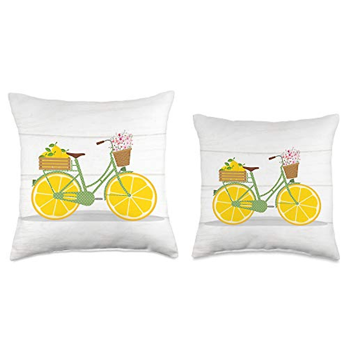 Wild Honey Collections Lemon Bicycle Rustic Farmhouse Throw Pillow, 16x16, Multicolor