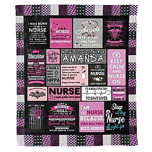 Peace Love Nurse, Customized Blankets for Nurse, Custom Names, Throw Blanket for Medical Professionals Technicians Staff, Birthday, Christmas, Super Soft and Warm Blanket (Design 6, 50"x60")