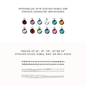 AJ's Collection Unity in Three Personalized Charm Necklace. Customize 3 Sterling Silver Rectangular Pendants with Names of Your Choice. Gifts for Her
