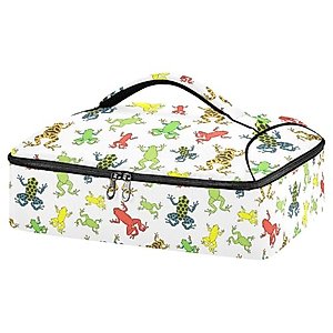 Kcldeci Insulated Thermal Food Carrier Insulated Casserole Carrier for Hot or Cold Food,Tropical Tree Frogs Insulated Tote Bag for Potluck Cookouts Parties Picnic,Lasagna Lugger