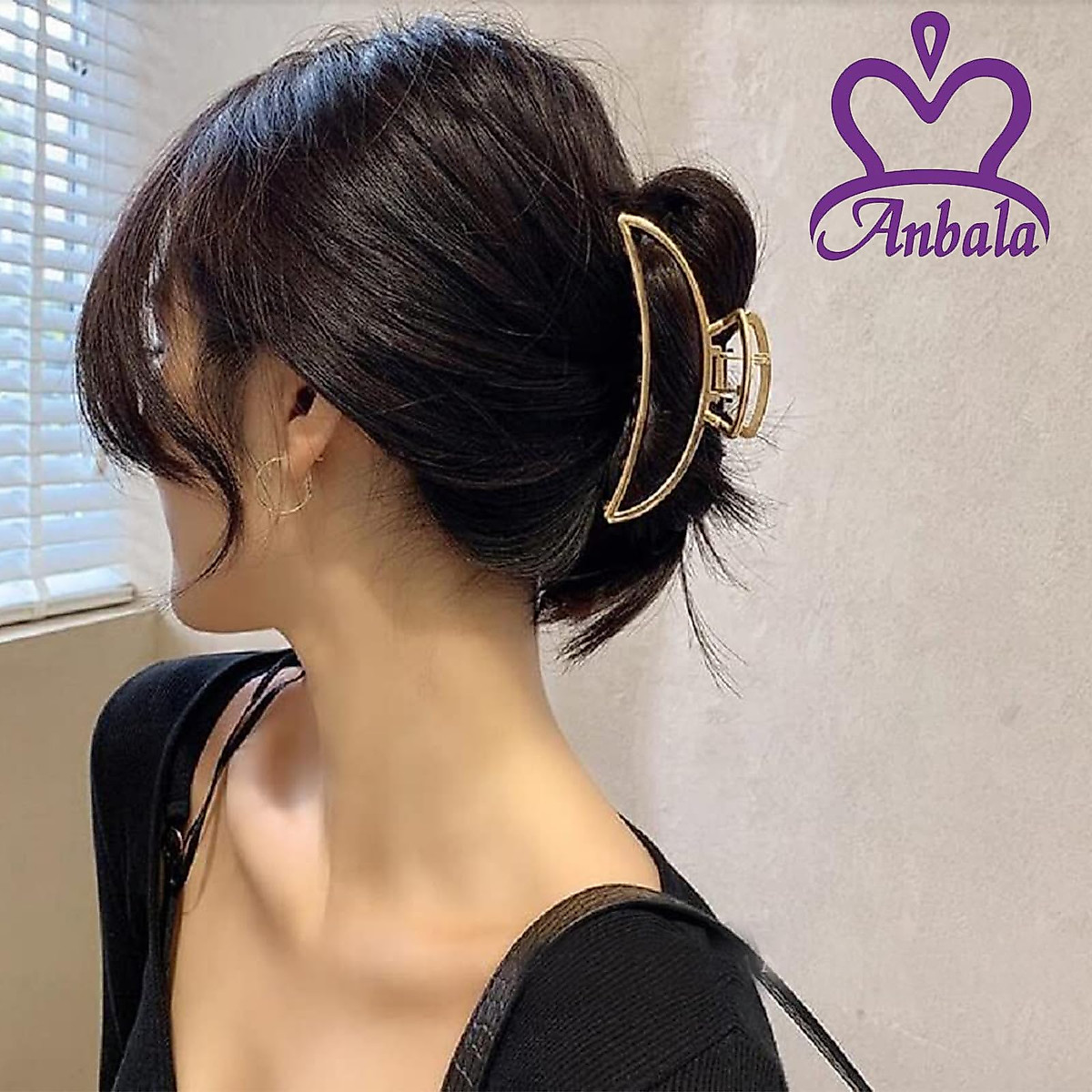 ANBALA Hair Clips, 5pcs Metal Claw Clips for Thick Hair, Large Hair Clips, Butterfly Hair Clips, Hair Accessories for Women Gold