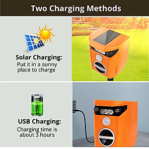 X-PEST Solar Powered Deer Repellent Ultrasonic Outdoor Animals Repeller Away Device for Yard Such As Raccoons, Deer, Dogs, Cats, Foxes, Skunk and More Waterproof - 2 Pack