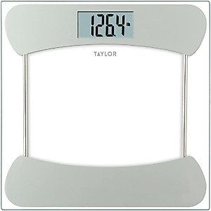 Taylor Precision Products Digital Bathroom Scale, Highly Accurate Body Weight Scale, Instant On and Off, 400 lb, Sturdy Clear Glass with Chrome Finish Base