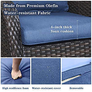 Belord Outdoor Swivel Rcoker Patio Chair - 3 Pieces Wicker Swivel Glider Chairs with Side Table, Patio Furniture Set for Porch Deck Balcony Garden