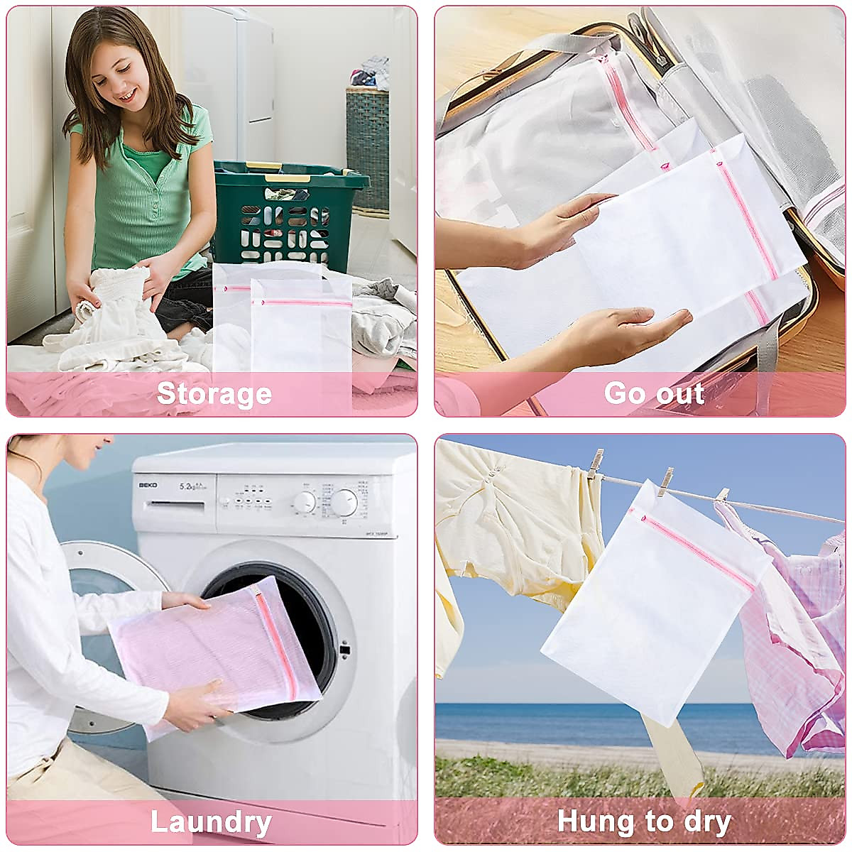 Mesh Laundry Bag for Delicates 3 Pcs,Sturdy and Durable,Suitable for Sorting and Washing Clothes,Such as Coats,Shirts,Sweaters,Pants,Bras and Baby Clothes