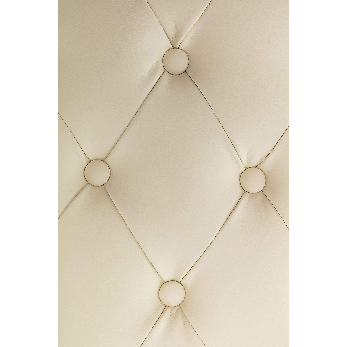 Wovenbyrd Classic 24-Inch Wide Rectangular Tufted Storage Ottoman Footstool with Hinged Lid, Cream Faux Leather