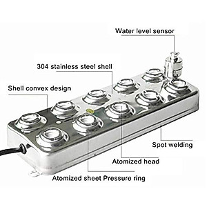 TOPCHANCES 13.5 kg/h 3Pcs 10 Head Ultrasonic Mist Maker Fogger Air Humidifier w/ 1050W Transformer Accessories Fountain Pond Atomizer for Greenhouse Hydroponics Garden/Lawn/Pond 220V