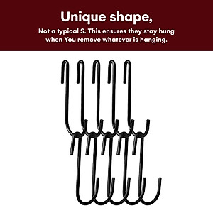 Vdomus pot rack hooks black S style for kitchen pot hanging, set of 10 (black)