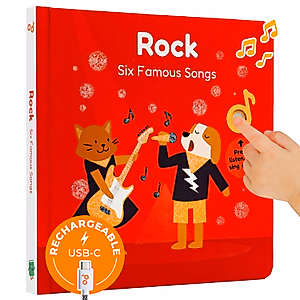 Cali's Books Rock Sound Books for Toddlers 1-3 - Musical Book for Toddlers 1-3 and 2- 4 with 6 Famous Rock Songs | Toddler Books for Little Rock Fans | Great Gift