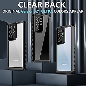 ANTSHARE for Samsung Galaxy S21 Ultra Case Waterproof,Galaxy S21 Ultra Case with Screen Protector,360 Full Body Heavy Shockproof Rugged Samsung S21 Ultra Phone Case for Women Men Black/Clear