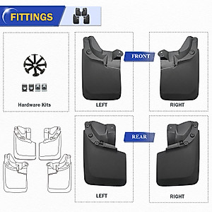 Mud Flaps Mud Splash Guard Mudguards for 2016 2017 2018 2019 2020 2021 2021 Toyota Tacoma (Doesn't Fit SR or SR5) Front & Rear 4PCS Compatible with OEM Fender Flares