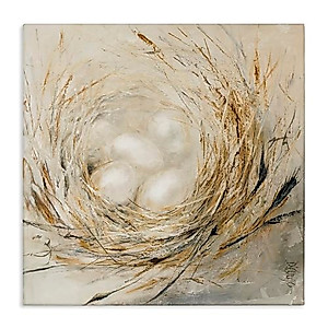 Stupell Industries Abstract Baby Bird Egg Nest Countryside Animals Canvas Wall Art, 17x17, Beige