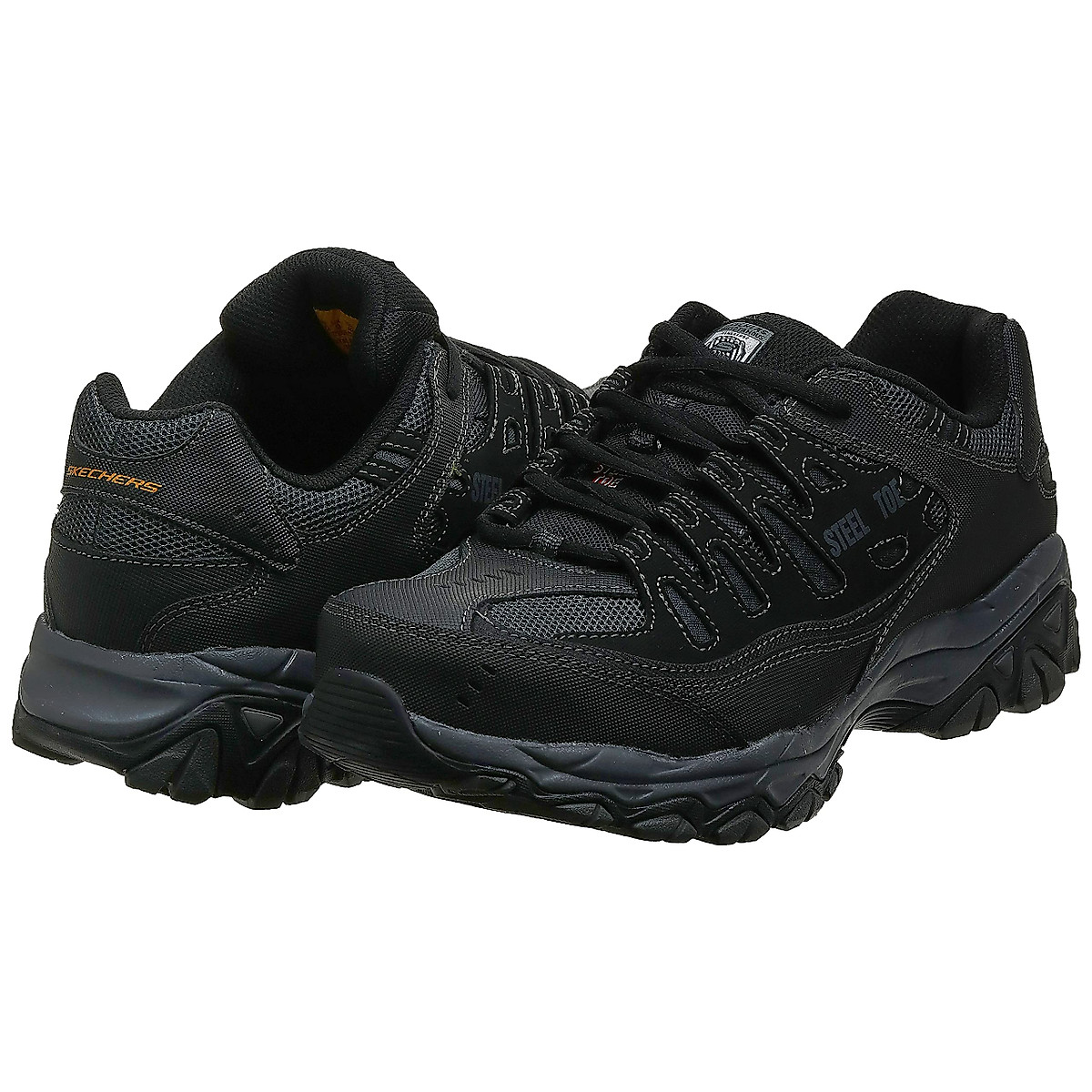 Skechers Men's Cankton Steel Toe Industrial Shoe, Black/Charcoal, 10.5 Wide
