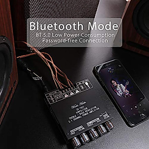 DAMGOO 50W+50W+100W 2.1 Channel Subwoofer Amplifier Board with Treble and Bass Control, Dual TPA3116 Chip, DC 12-24V, Bluetooth and AUX Inputs, DIY Wireless Speakers AMP Board, Password Free