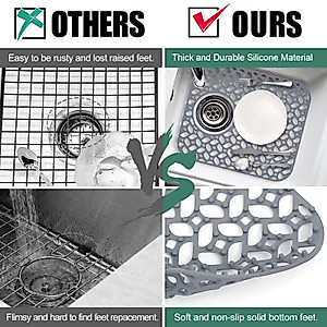 Kitchen Sink Silicone Protector Mat: 2 PCS Sink Mats for Center Drain, Folding Non-slip Support Grid Sink Mat for Bottom of Stainless Steel Porcelain Sink Protectors Mat 13.8'' x 11.8''