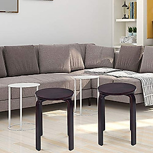 COSTWAY Stackable Bentwood Stools Set of 4, 18-Inch Height Backless Counter Chairs with Round Top, Anti-Slip Felt Pad, Portable School Stool for Dining Room, Kitchen, Classroom, Dark Coffee