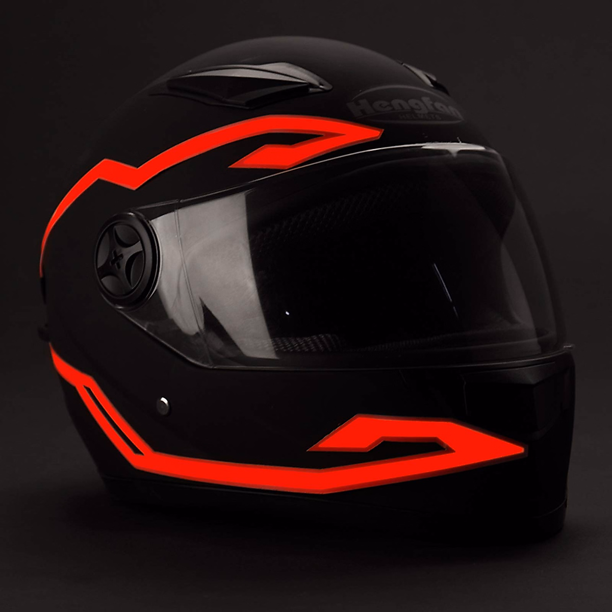 JIGUOOR 4PCS Motorcycle Helmet Light, Night Riding Signal Helmet EL Light, 3 Mode Led Helmet Light Strip Decoration Accessories Kit for Motorcycle (Red,Battery Powered)