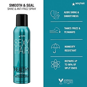 SexyHair Healthy Smooth and Seal Shine and Anti-Frizz Spray, 6 Oz | Smooths Cuticle | Adds Shine and Reduces Frizz | All Hair Types