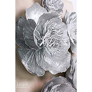 Letjolt Artificial Paper Flower Decorations for Wall Wedding Backdrop Birthday Party Baby Shower Bridal Shower Nursery Wall Decor(Silver Set 6)