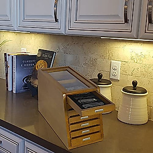 Collector's Knife Display Case Tool Storage Holder Cabinet Drawers Pocket Watch Collection Showcase Walnut Finish