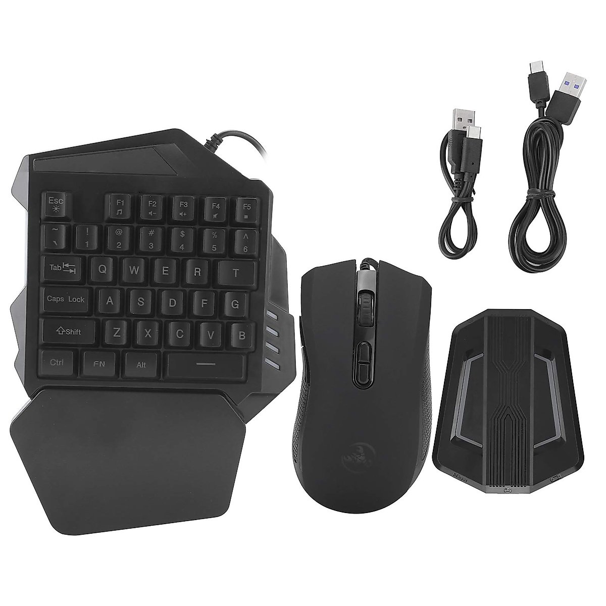 One-Handed RGB Gaming Keyboard and Combo with Converter, 3200 DPI Mouse, 35 Keys Gaming Keypad Adapter Base Kit Set for/X-One/for PS3/X-360/for Switch