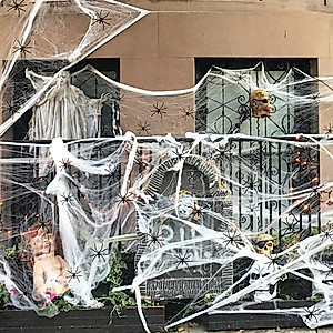 GKGG 900 sqft Halloween Spider Webs Decorations with 30 Extra Fake Spiders, Super Practical Spider Web for Halloween Decor Outdoor and Indoor