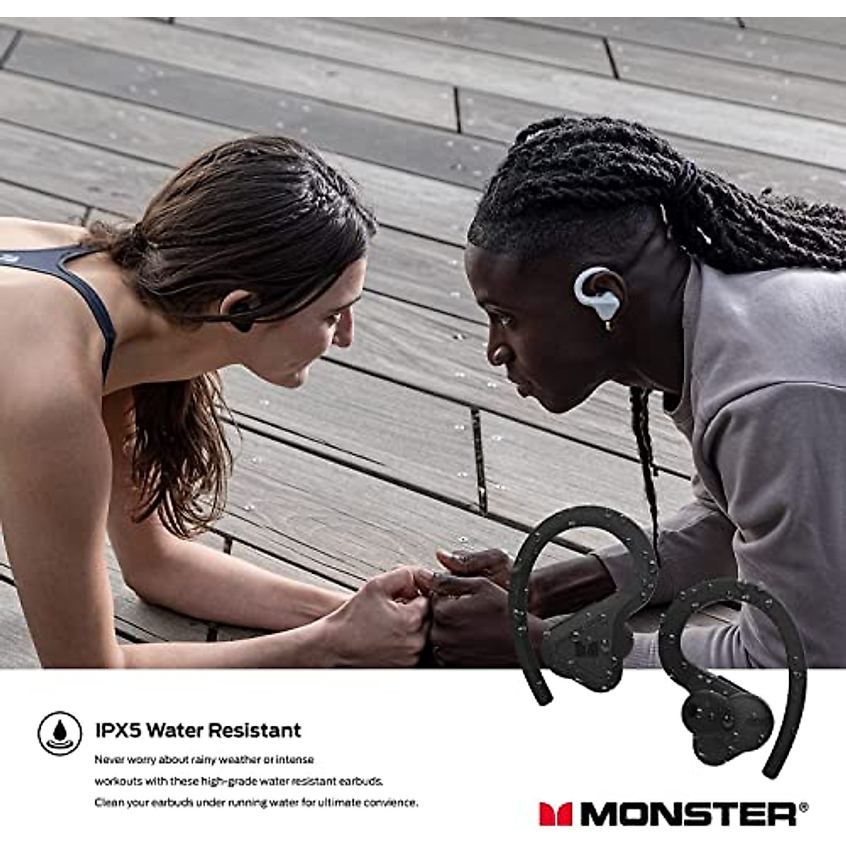 Monster DNA Fit Wireless Bluetooth Earbuds - Noise Cancelling Earbuds with Wireless Charging Case & Built-in Microphone, Water Resistant Bluetooth Headphones & Ear Buds