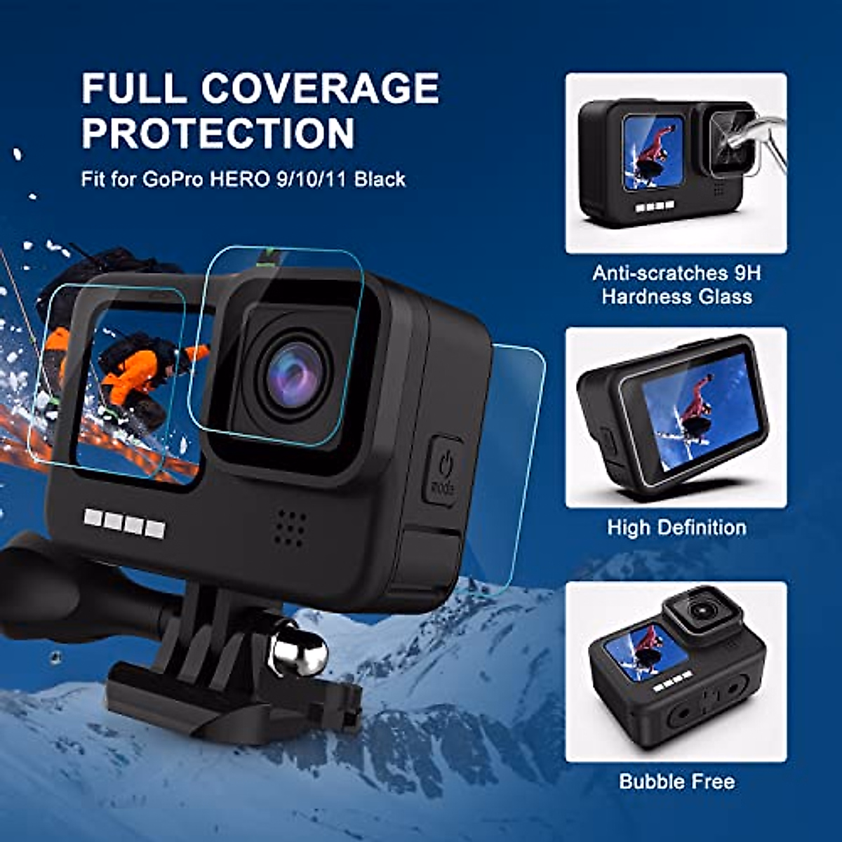 Underwater Waterproof Housing Case Bundle, Waterproof Case+Tempered Glass Screen Protector+ Silicone Case+ Carrying Case+ Anti-Fog Inserts+ Snorkel Filters