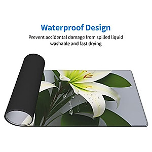 Lily Flowers Mouse Pads for Laptop and PC, 11.8"x31.5" Mouse Pad for Office and Cute Gaming Pads.