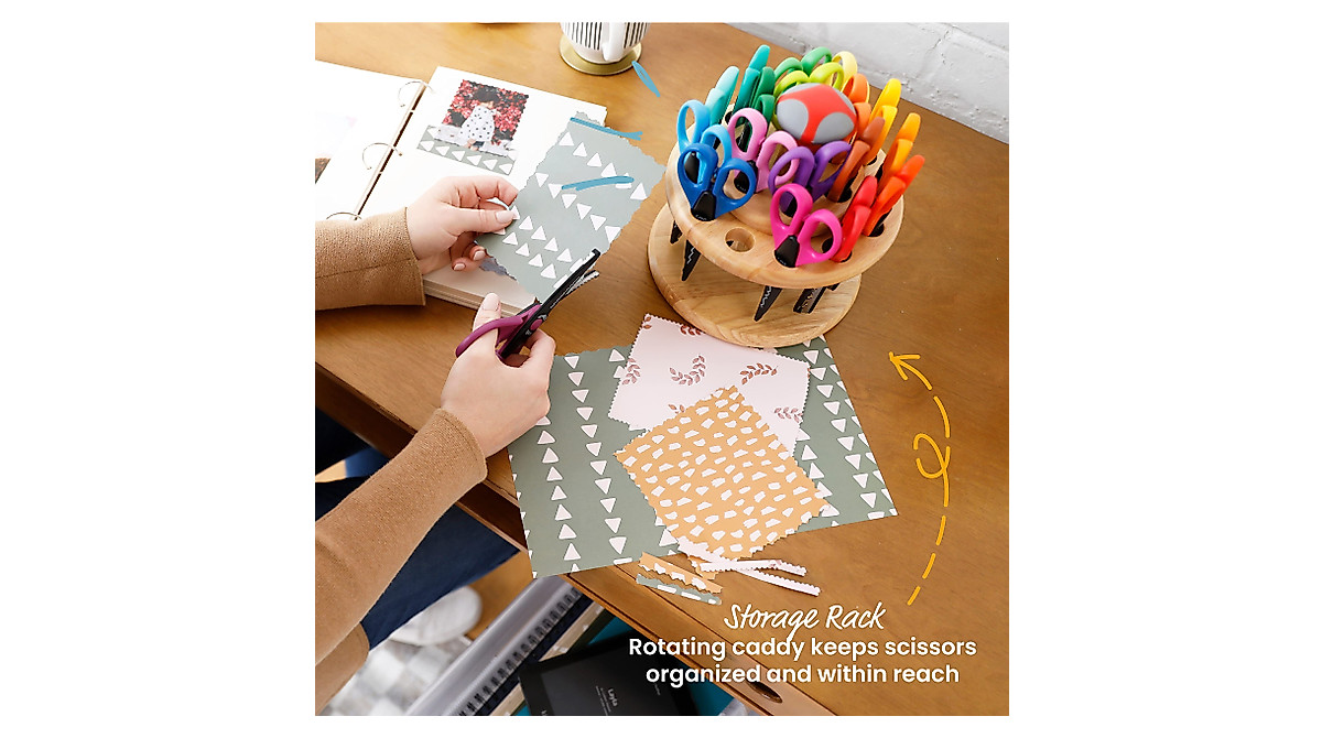 ECR4Kids Kraft Edgers with Rotating Hardwood Rack – Creative 18-Piece ...