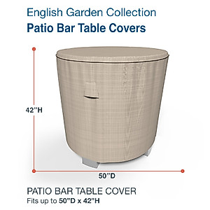Budge P5A32PM1 English Garden Patio Bar Table Cover Heavy Duty and Waterproof, Small, Tan Tweed