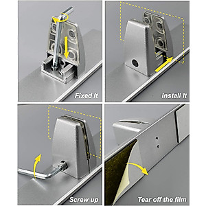 Sneeze Guard Clamp Bracket, T-Shaped Desk Partition Clamp with Freestanding Base for Clear Acrylic Shield Heavy Duty Auminum Guard Clamp, Desktop Countertop Reception 2PC