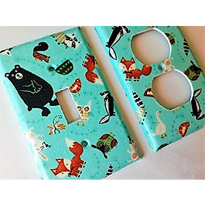 Fox Woodland Animals Light Switch Plate Cover Various Sizes Offered